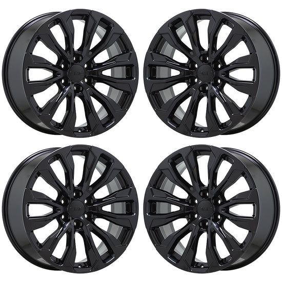 22" GMC Yukon Denali Gloss Black wheels rims Factory OEM set 14025 EXC ...
