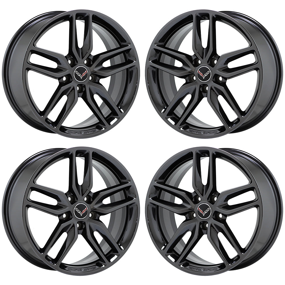 19x8.5 20x10" Corvette C7 Z51 Black Chrome wheels rims Factory OEM set ...