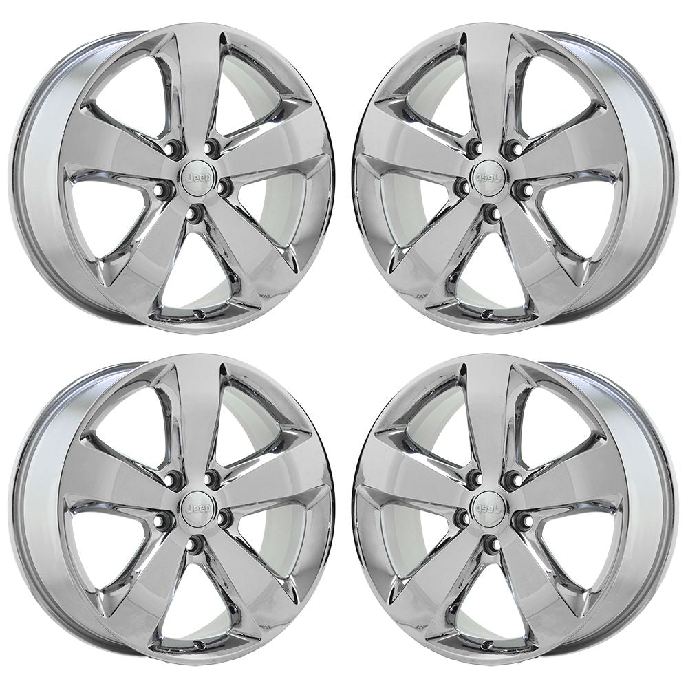 20" Jeep Grand Cherokee Bright Chrome wheels rims Factory OEM set 9137 ...