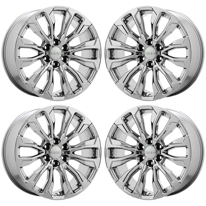 22" GMC Yukon Denali Bright Chrome wheels rims Factory OEM set 14025 E ...