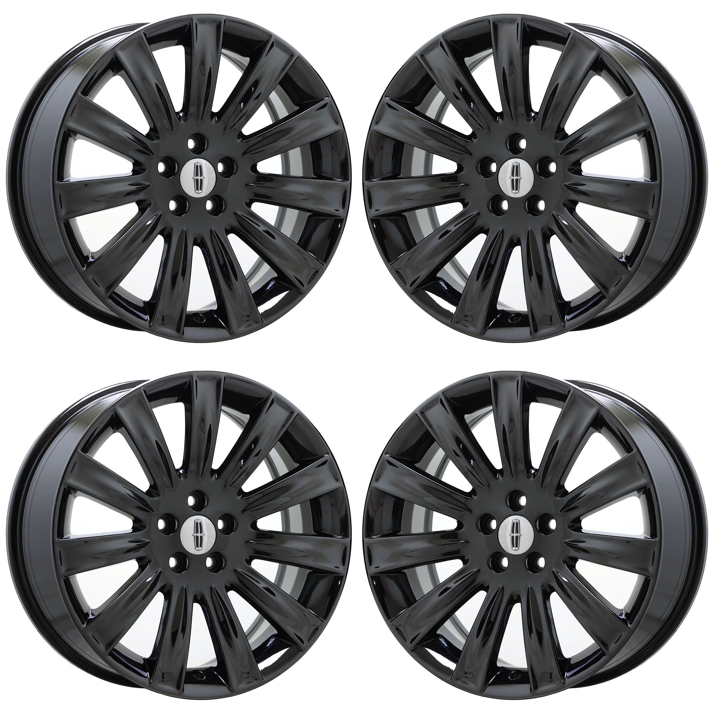 20" Lincoln MKS MKX Black Chrome wheels rims Factory OEM set 3764 EXCH ...