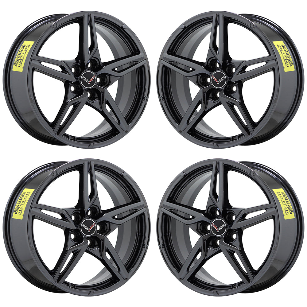 19x8.5 20x11 Corvette C8 Black wheels rims Factory OEM GM set 4 14007 ...